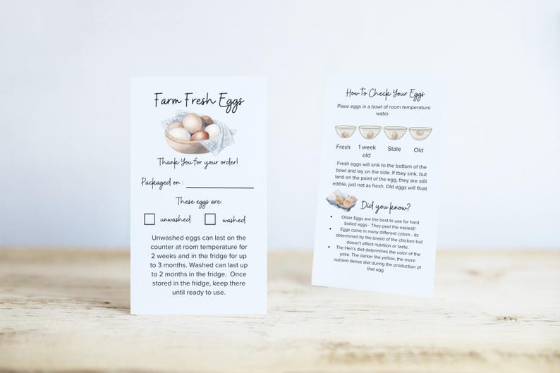 Farm Fresh Egg Handling Instruction Cards: Backyard Chicken Egg Tips - Etsy