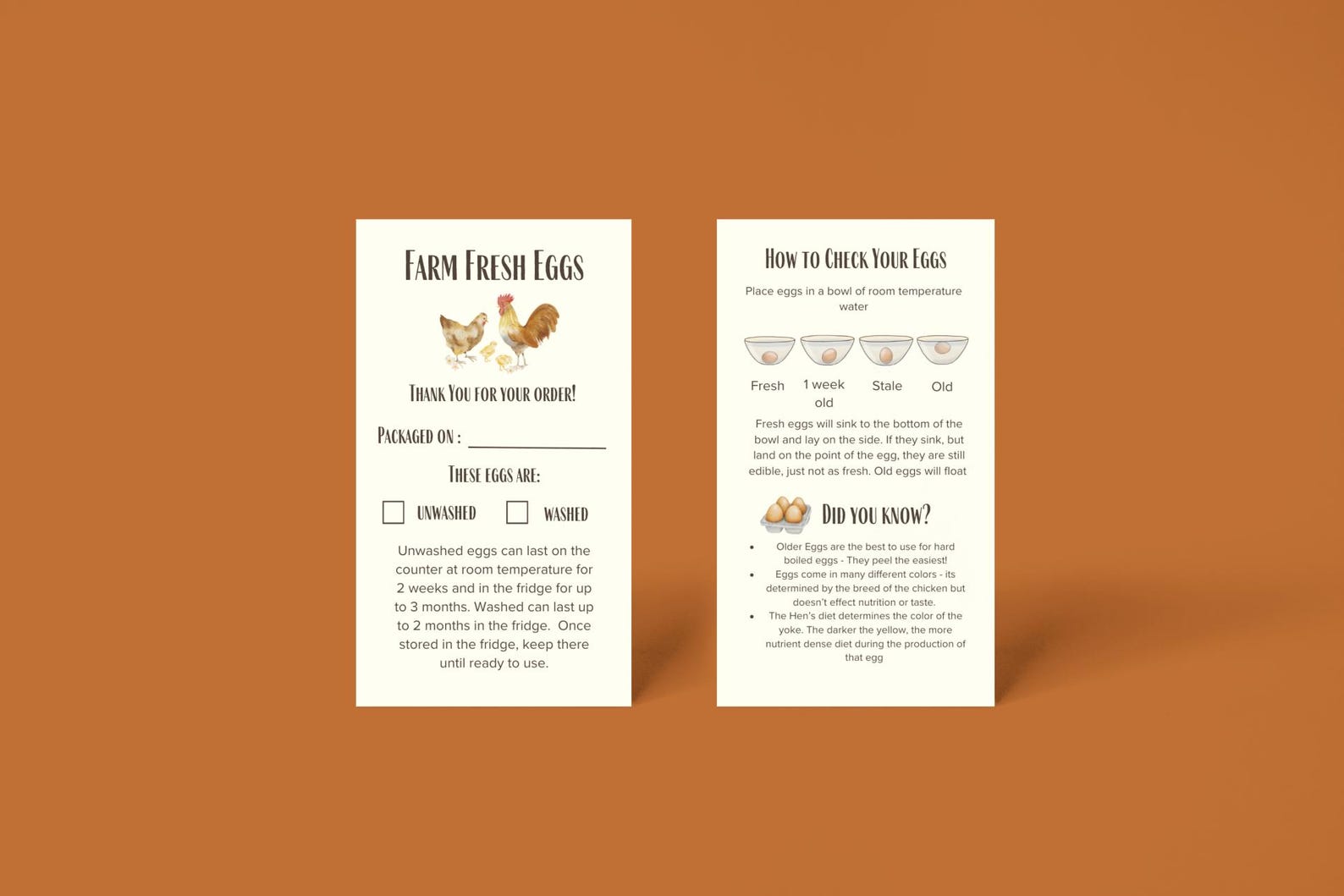 Backyard Chicken Egg Care Cards – Egg Handling Instructions for ...
