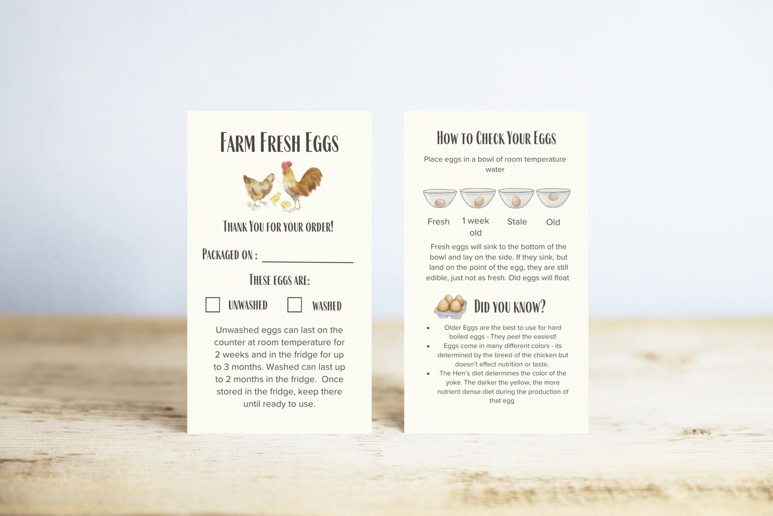 Backyard Chicken Egg Care Cards – Egg Handling Instructions for ...