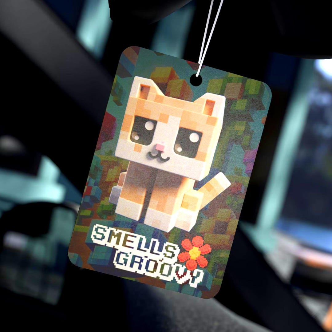 Car Air Freshener - Pixel Art Cat Design, Cute Animal Lover Gift, Car ...