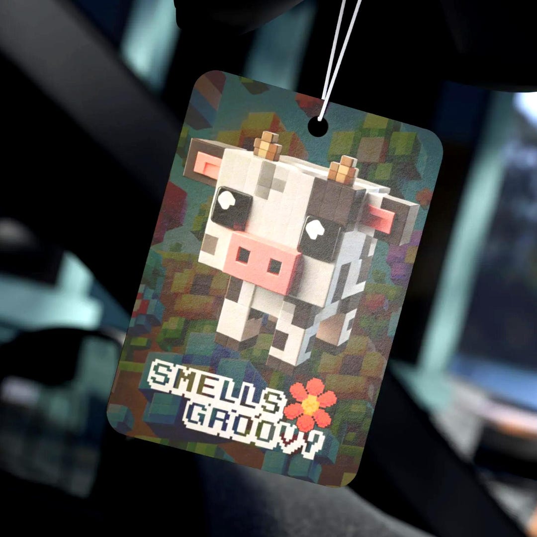 Cow Car Air Freshener, Cute Pixel Art Vehicle Scent Diffuser, Farm ...