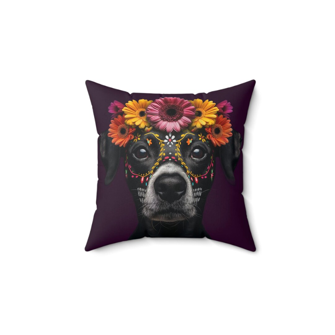 Day of the Dead Dog Mask Pillow, Halloween Spooky Home Decor - Etsy