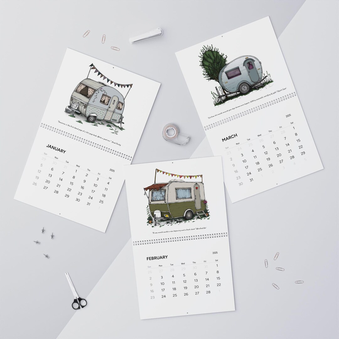 Quirky Caravan Wall Calendar (2025) - Etsy