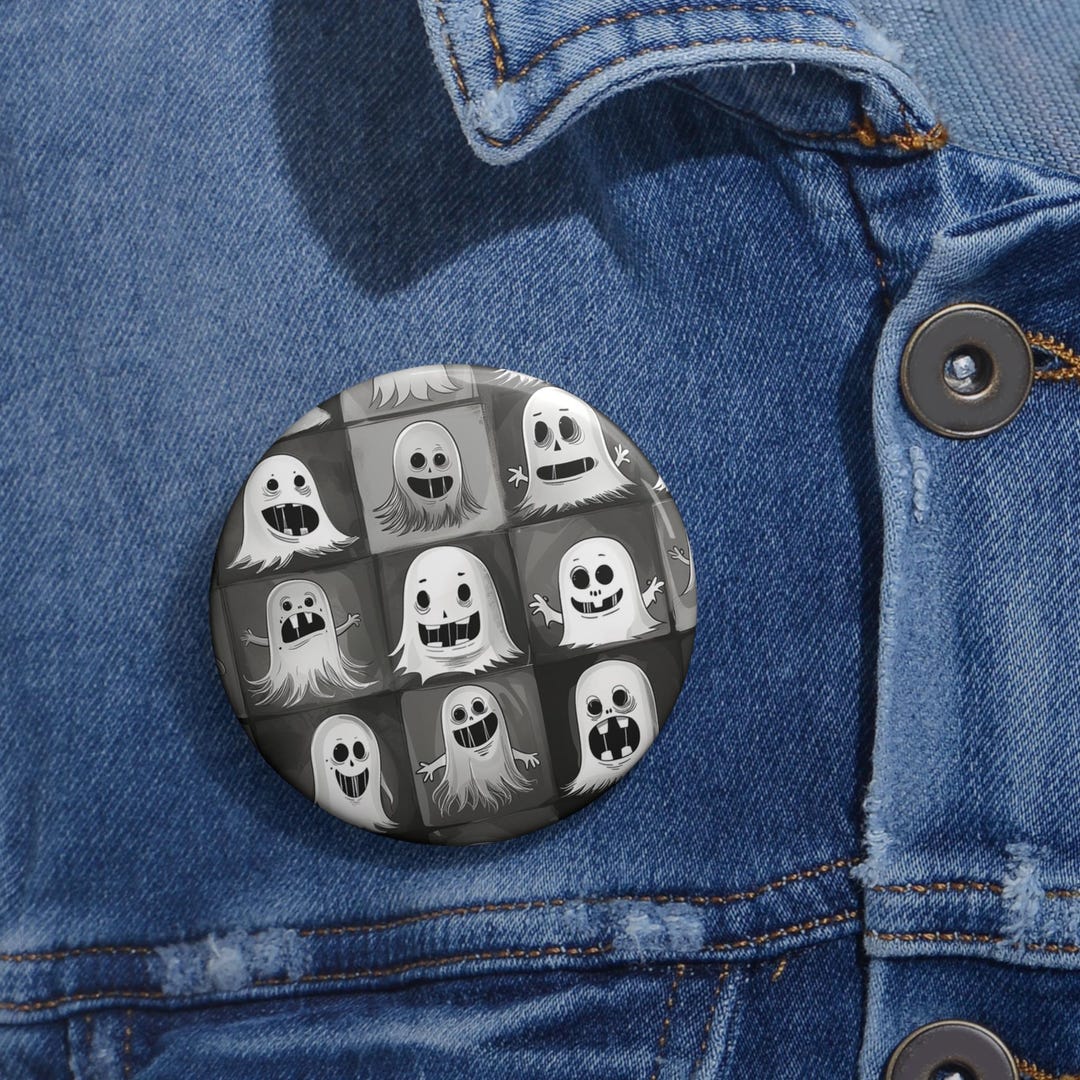 Spooky Ghost Pin Buttons: Halloween Accessories, Party Favors - Etsy