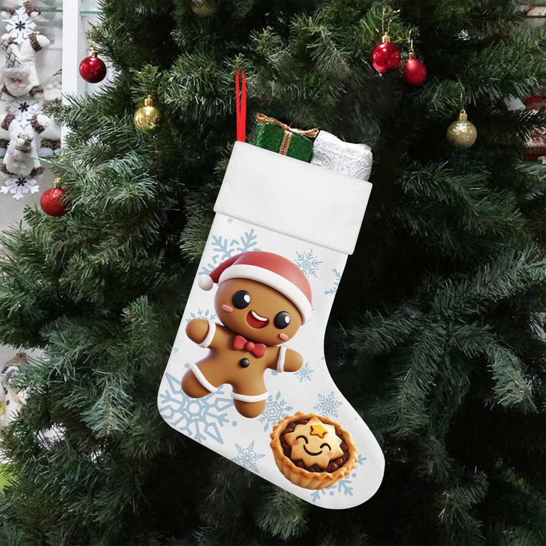 Linen Stocking Gingerbread Man White - Etsy
