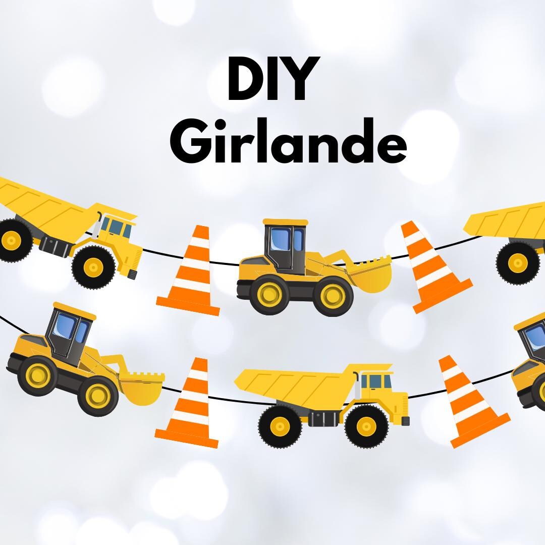 DIY Garland Excavator Birthday Party, Decoration Excavator, Birthday ...