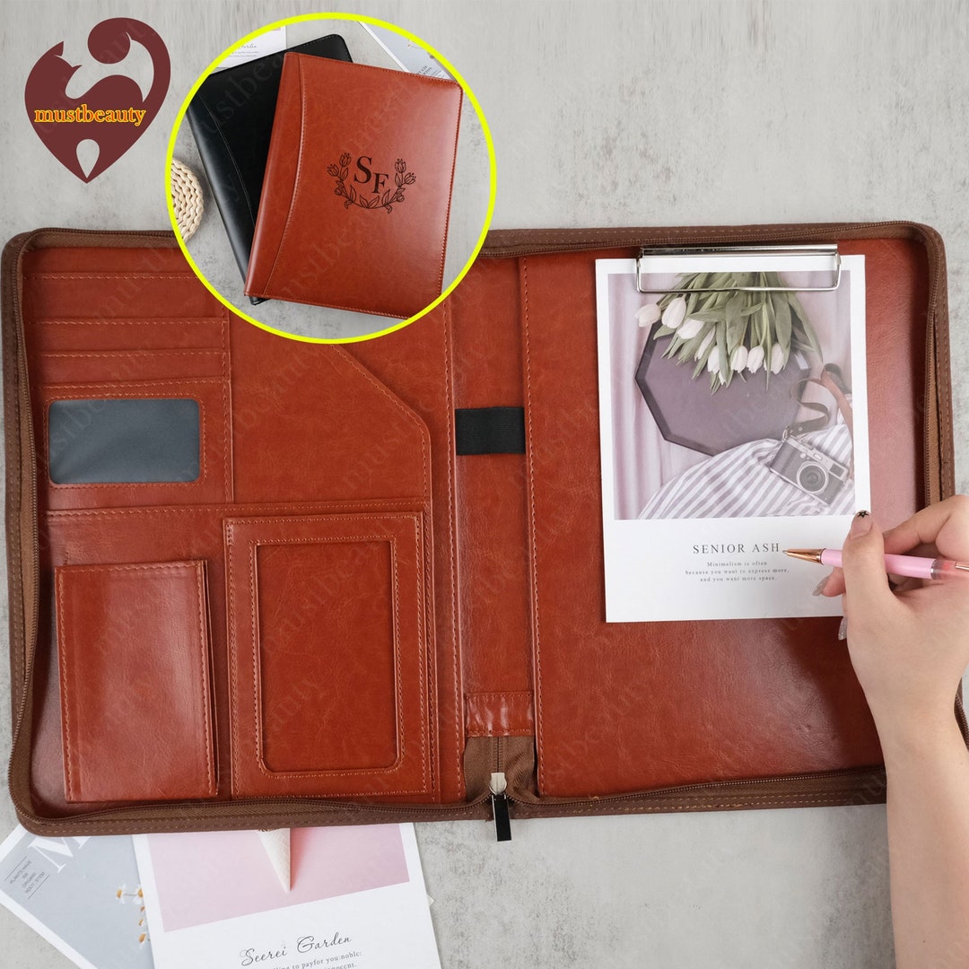 Personalized A4 Leather Portfolio, A4 Leather Folder Letter, Custom ...