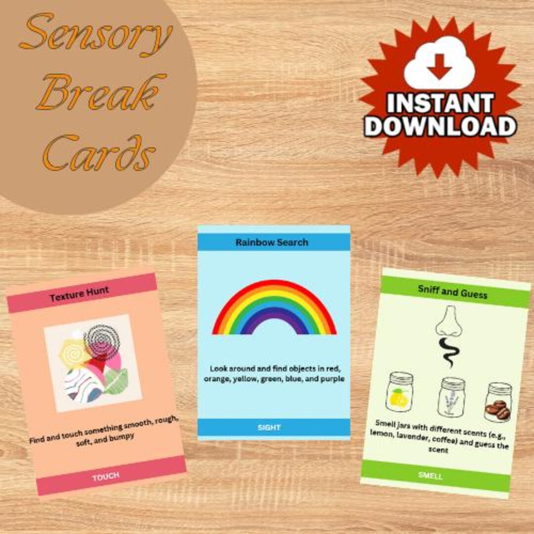 Sensory Break Cards for Kids With Autism | Printable Calm Down ...