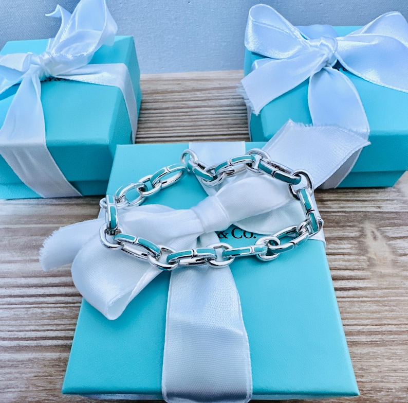 Tiffany & Co. Blue Enamel Clasping Oval Link Bracelet for Charms ...