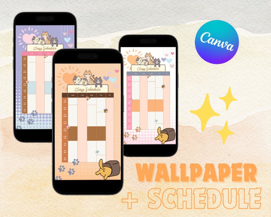 Editable Schedule, Phone Wallpaper, Student Schedule, Canva, Class ...