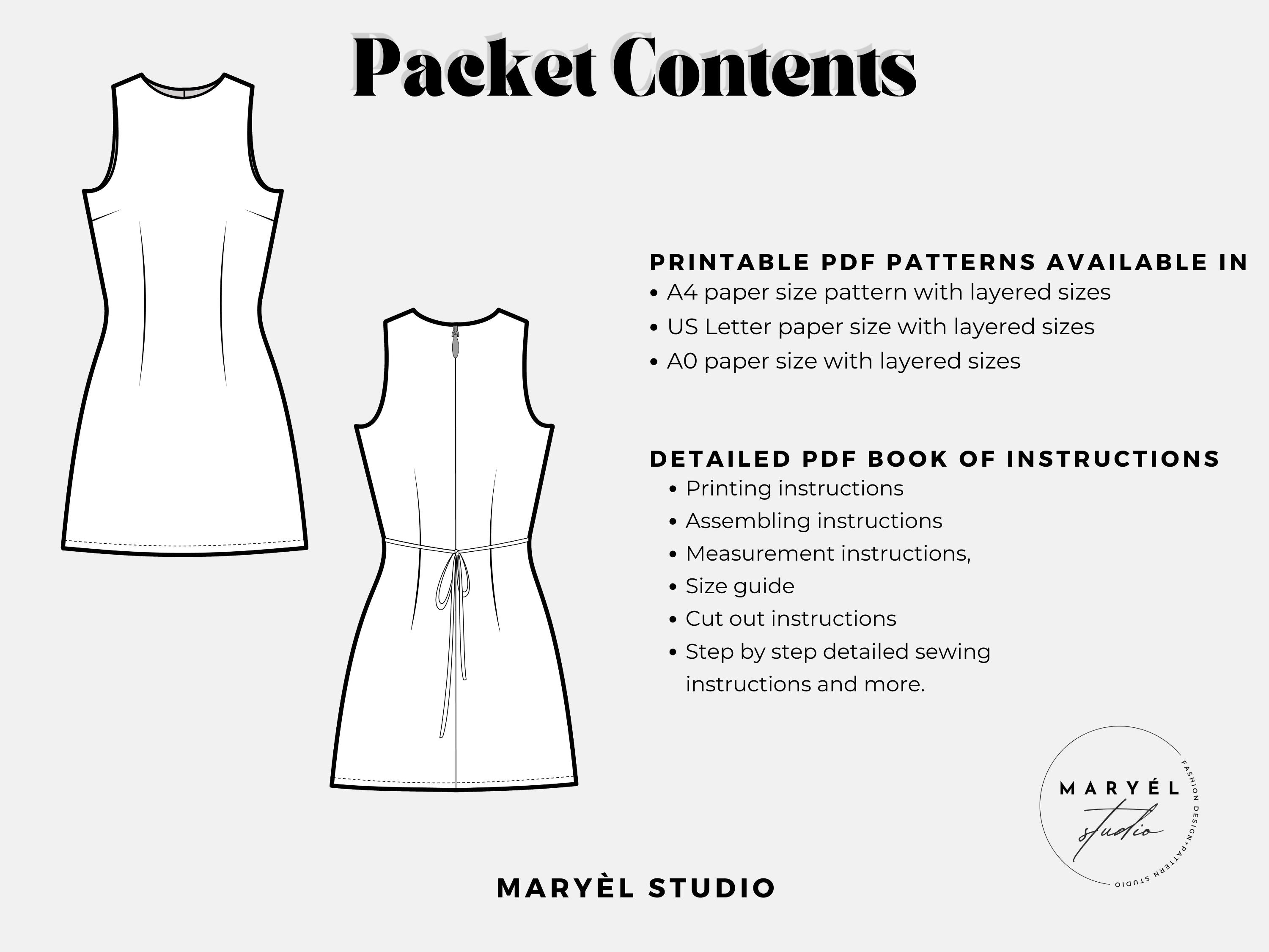 Mini A-line Dress Sewing Pattern| Tie Back | Homecoming Dress ...