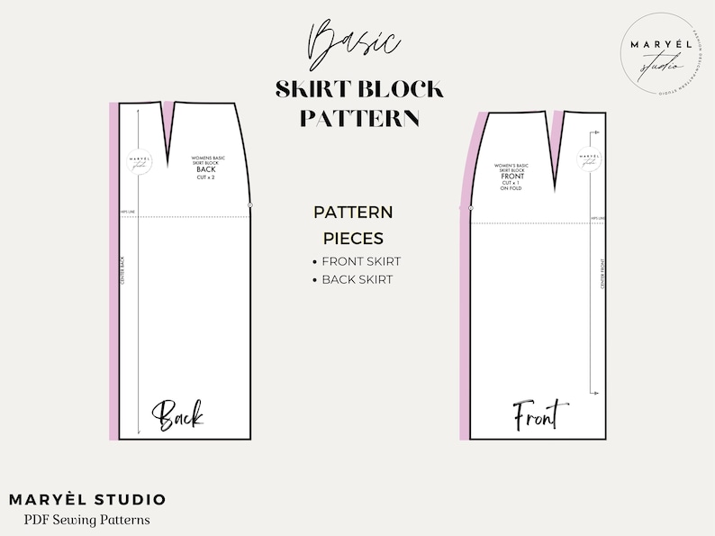 Basic Skirt Block Sewing Pattern | Sizes UK 4-24 US 0-20 (PDF Digital ...