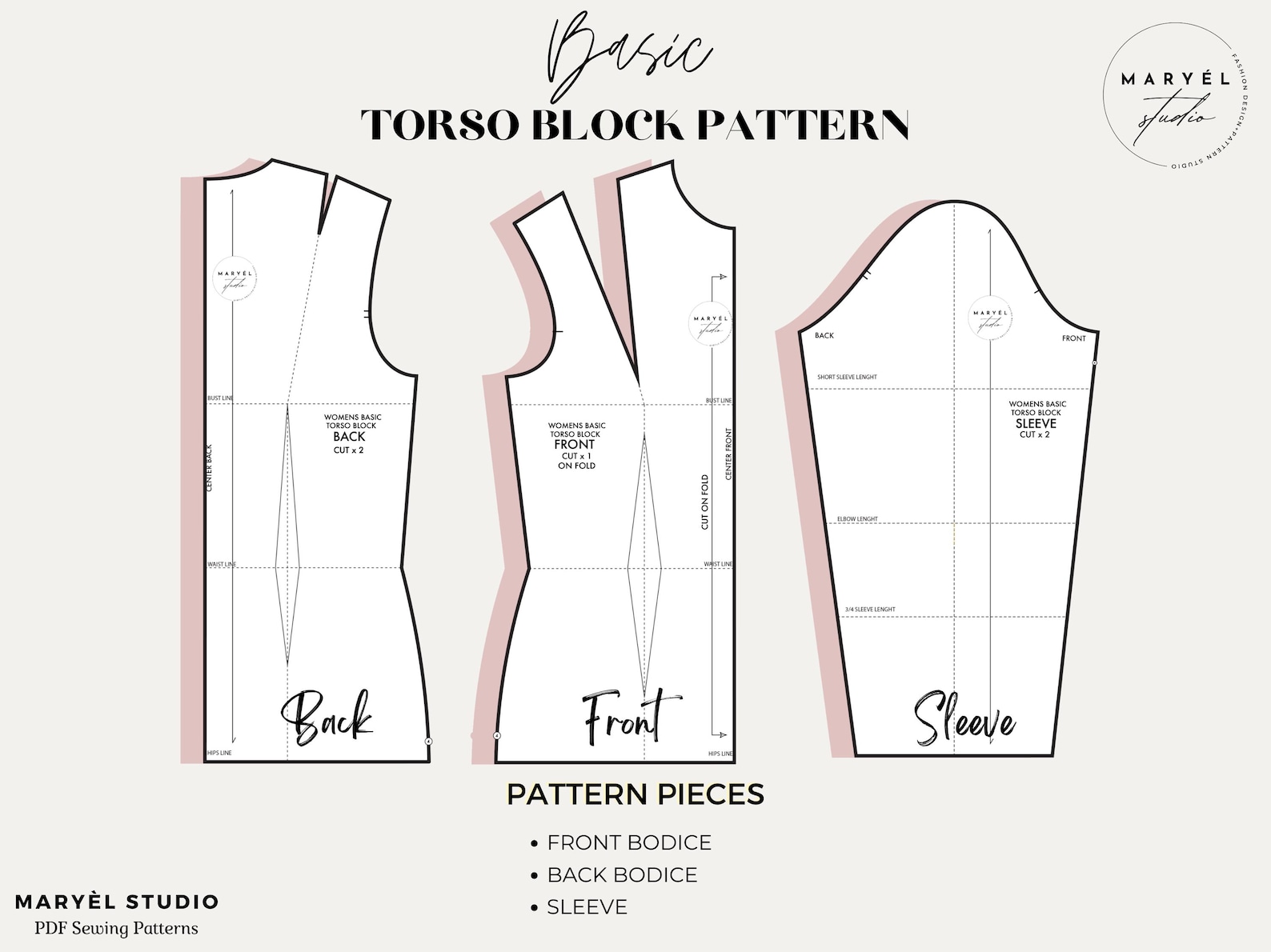 Basic Torso Block Pattern| Basic Bodice Pattern| Bodice Sewing Pattern ...