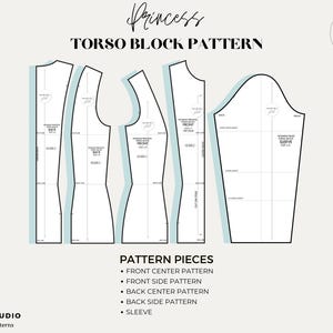 PRINCESS SEAM TORSO Block Princess Seam Bodice Basic Pattern Block ...