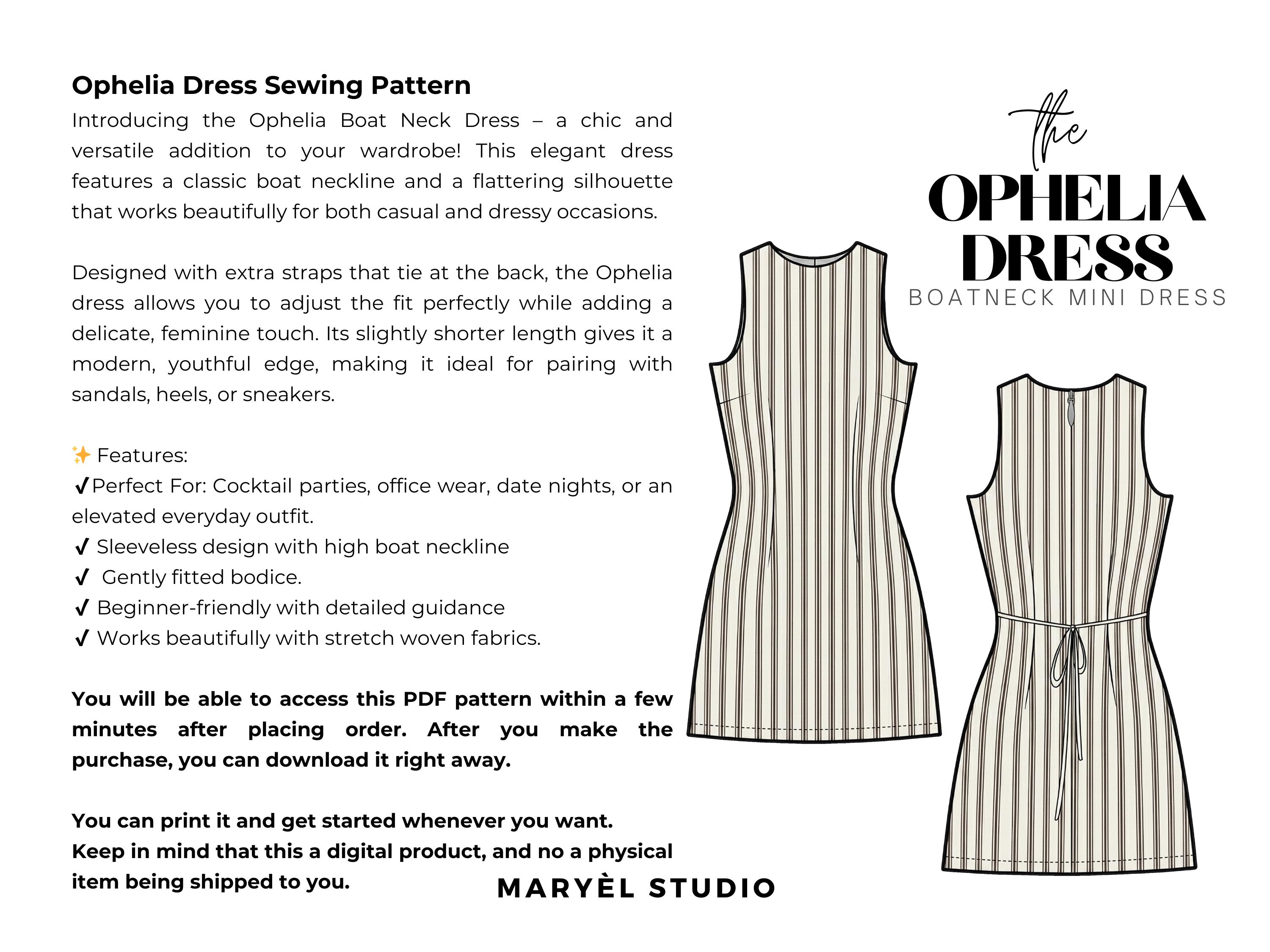 Mini A-line Dress Sewing Pattern| Tie Back | Homecoming Dress ...