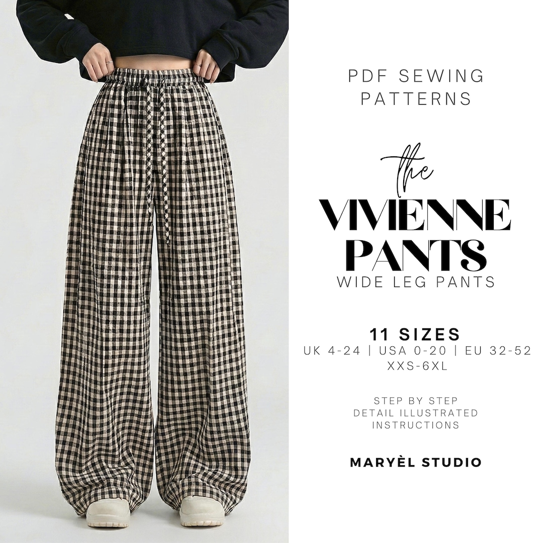 Wide Leg Palazzo Pants Sewing Pattern • Easy Women Pants Pattern ...