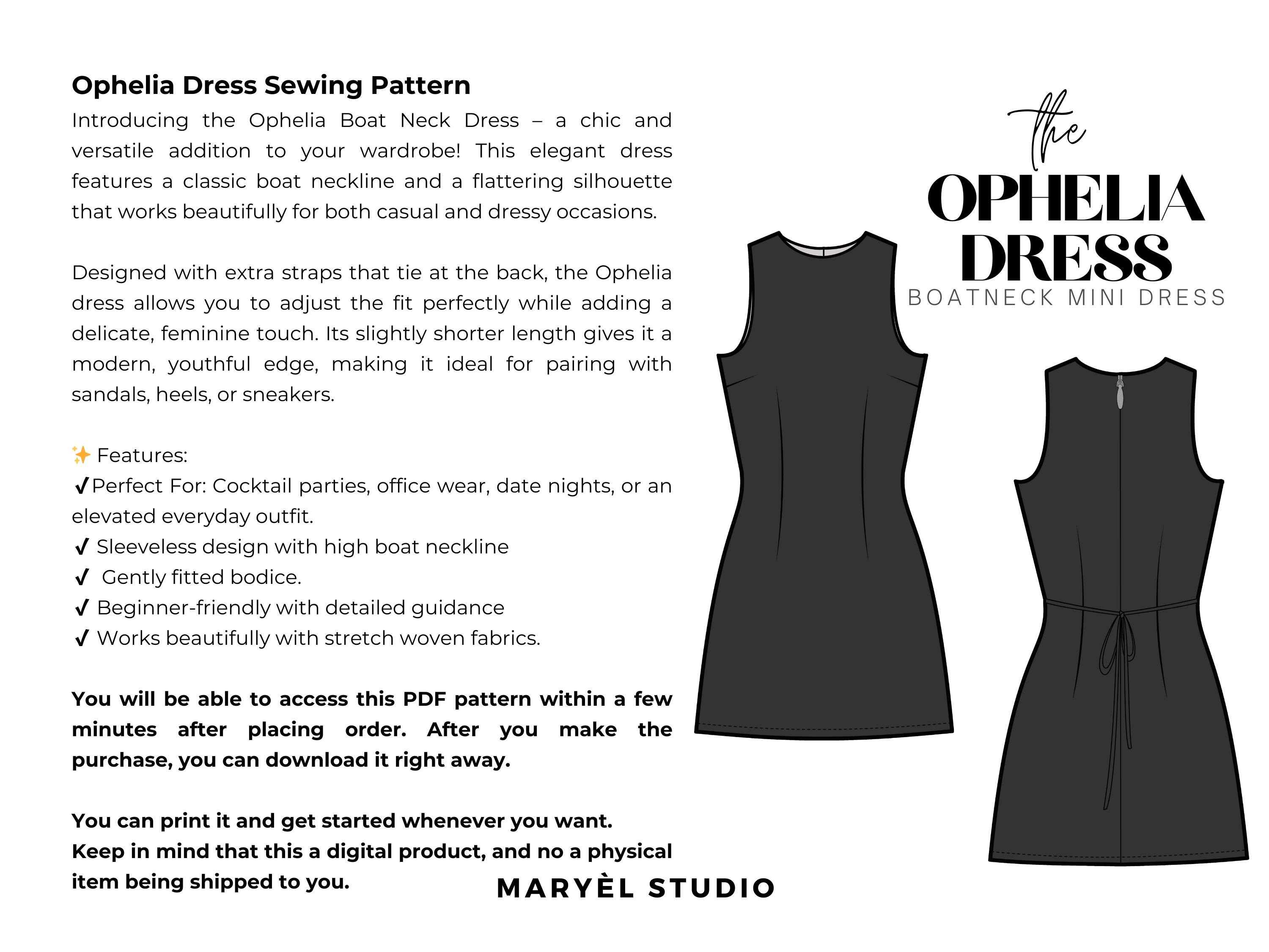 Mini A-line Dress Sewing Pattern| Tie Back | Homecoming Party Dress ...