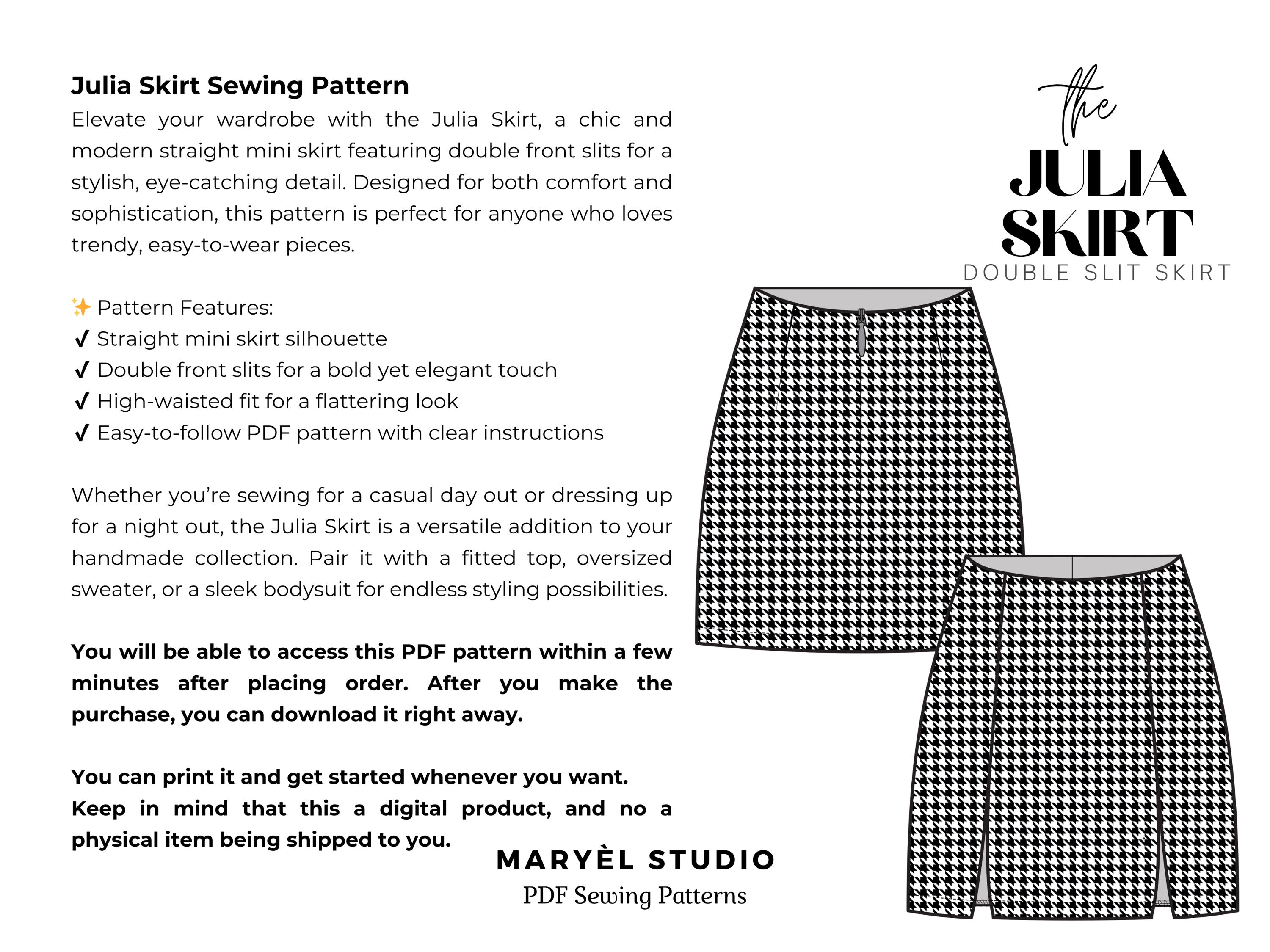 Mini Skirt Sewing Pattern With Two Slits| High Waist| Double Slit| PDF ...