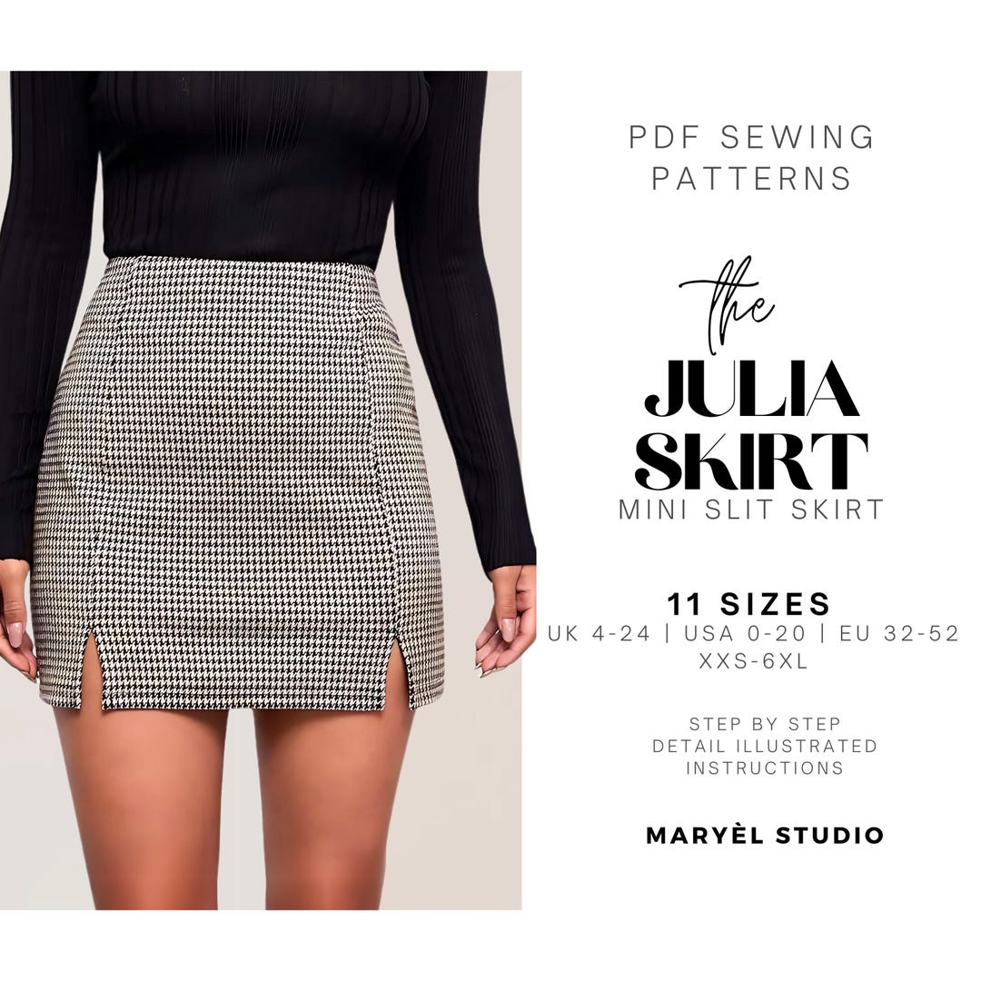 Mini Skirt Sewing Pattern| High Waist Mini Skirt Pattern With Double ...