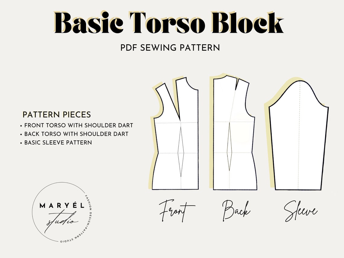 Basic Bodice Block Sewing Patternpdf Basic Womens Bodice Blockbasic ...