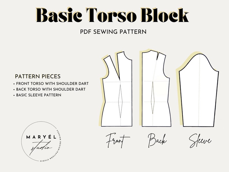 Basic Bodice Block Sewing Patternpdf Basic Womens Bodice Blockbasic ...