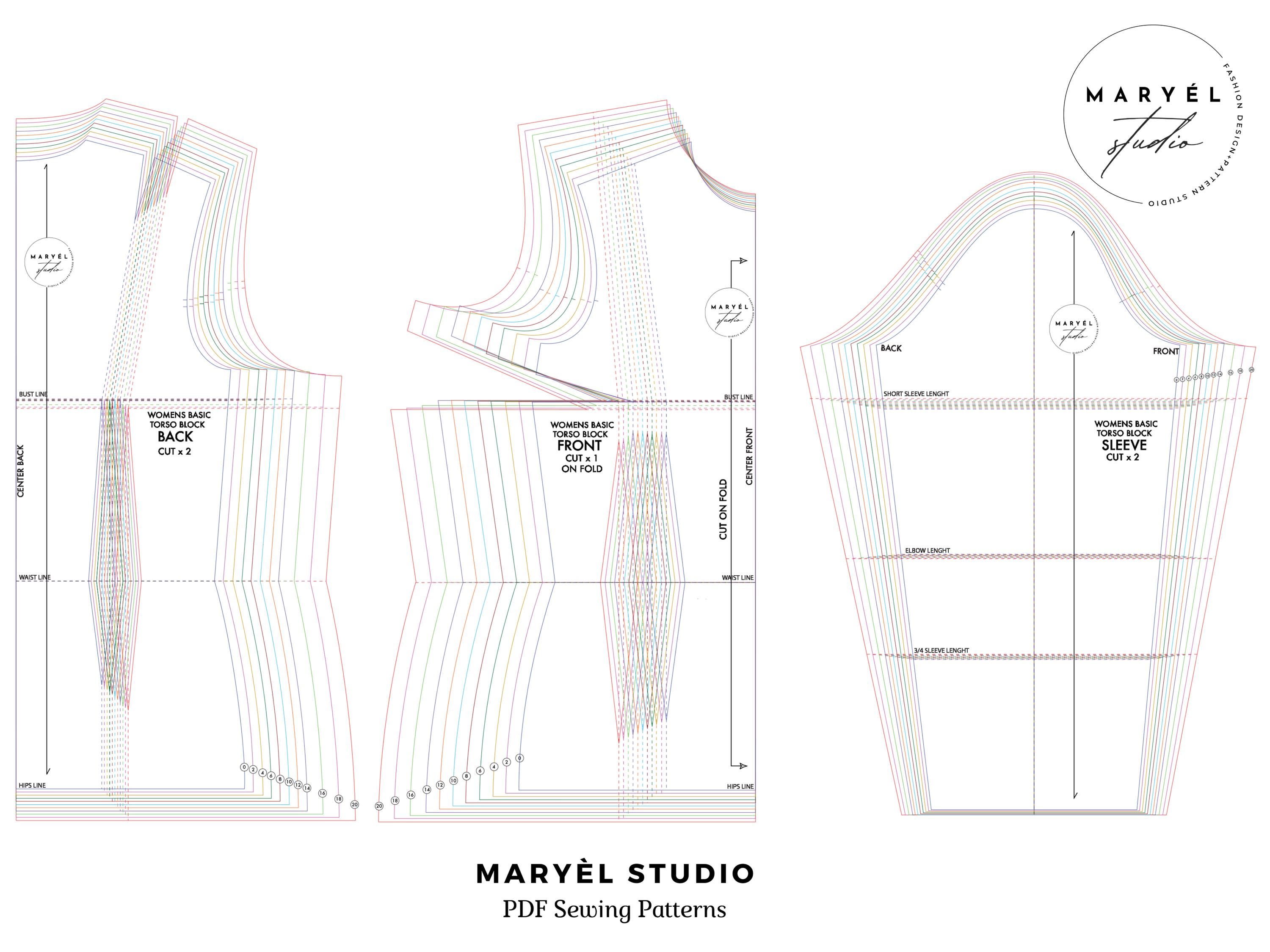 Basic Bodice Sewing Pattern Bust Dart Bodice Patternbasic Torso Block ...