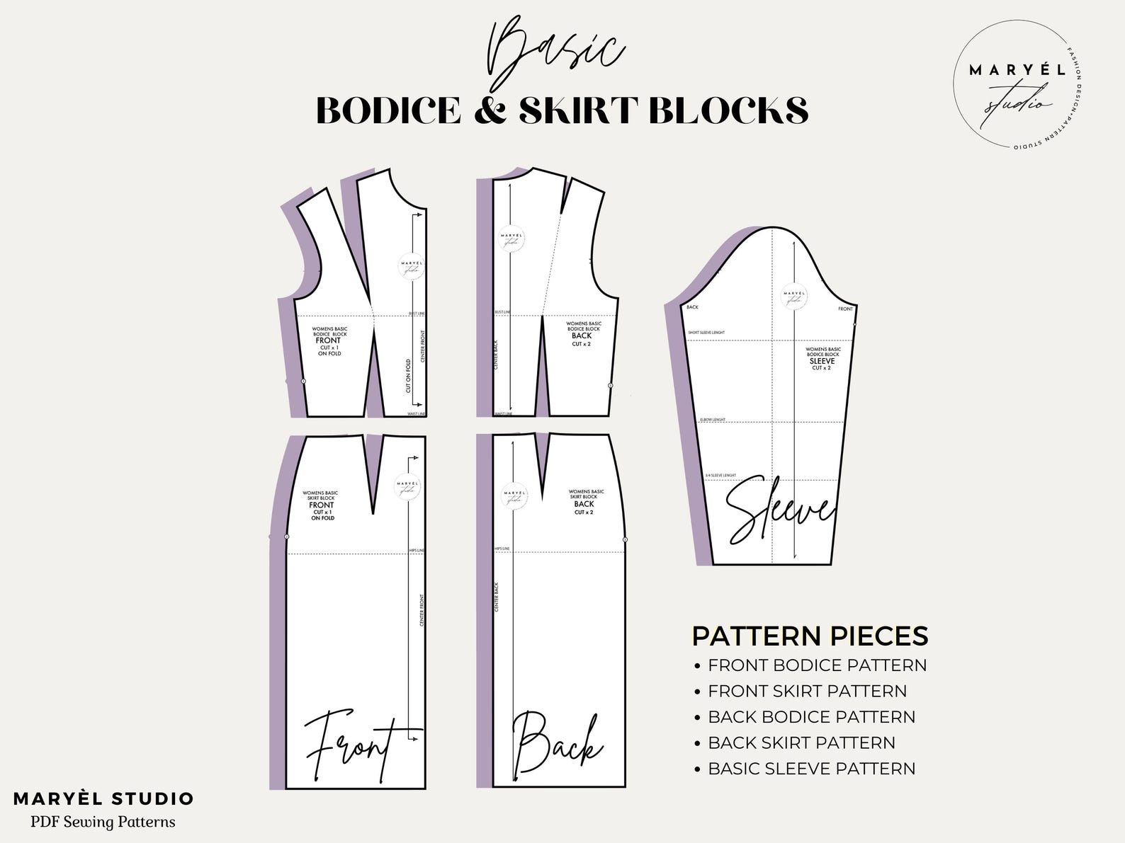 Bodice & Skirt Block Sewing Pattern: US 0-20 (PDF Digital Pattern) - Etsy