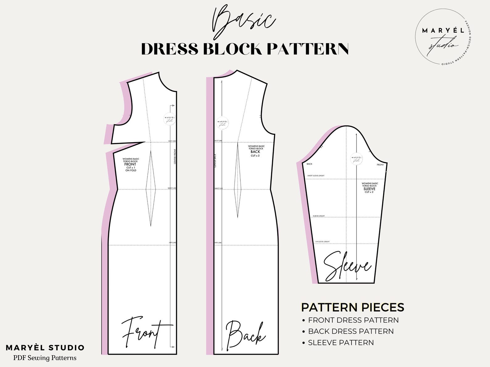 BASIC DRESS BLOCK Sewing Pattern Basic Dress Pattern Basic Dress Sloper ...