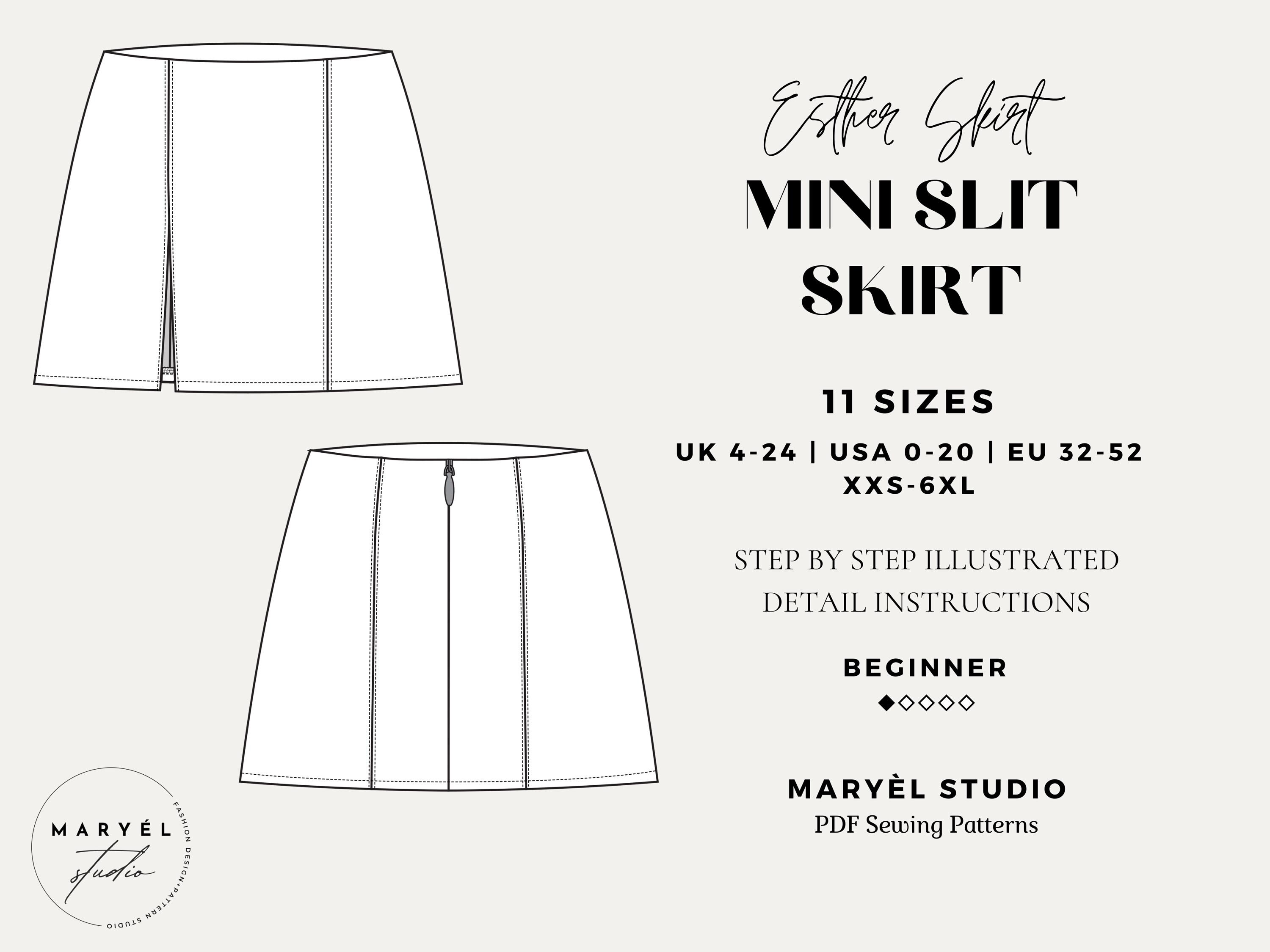 A-line Mini Skirt Sewing Pattern| High Waist Skirt With Slit| Leather ...