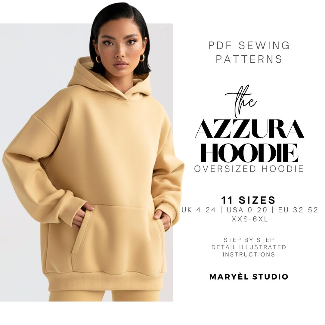 Hoodie Sewing Pattern| Oversized Hoodie Sweatshirt| Pullover Sewing ...