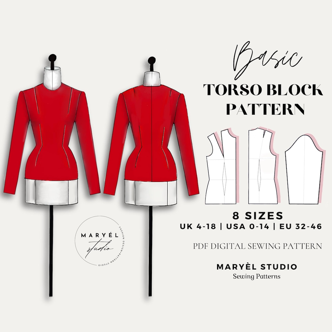 Basic Torso Block Sewing Pattern Basic Bodice Block Pattern Bodice ...