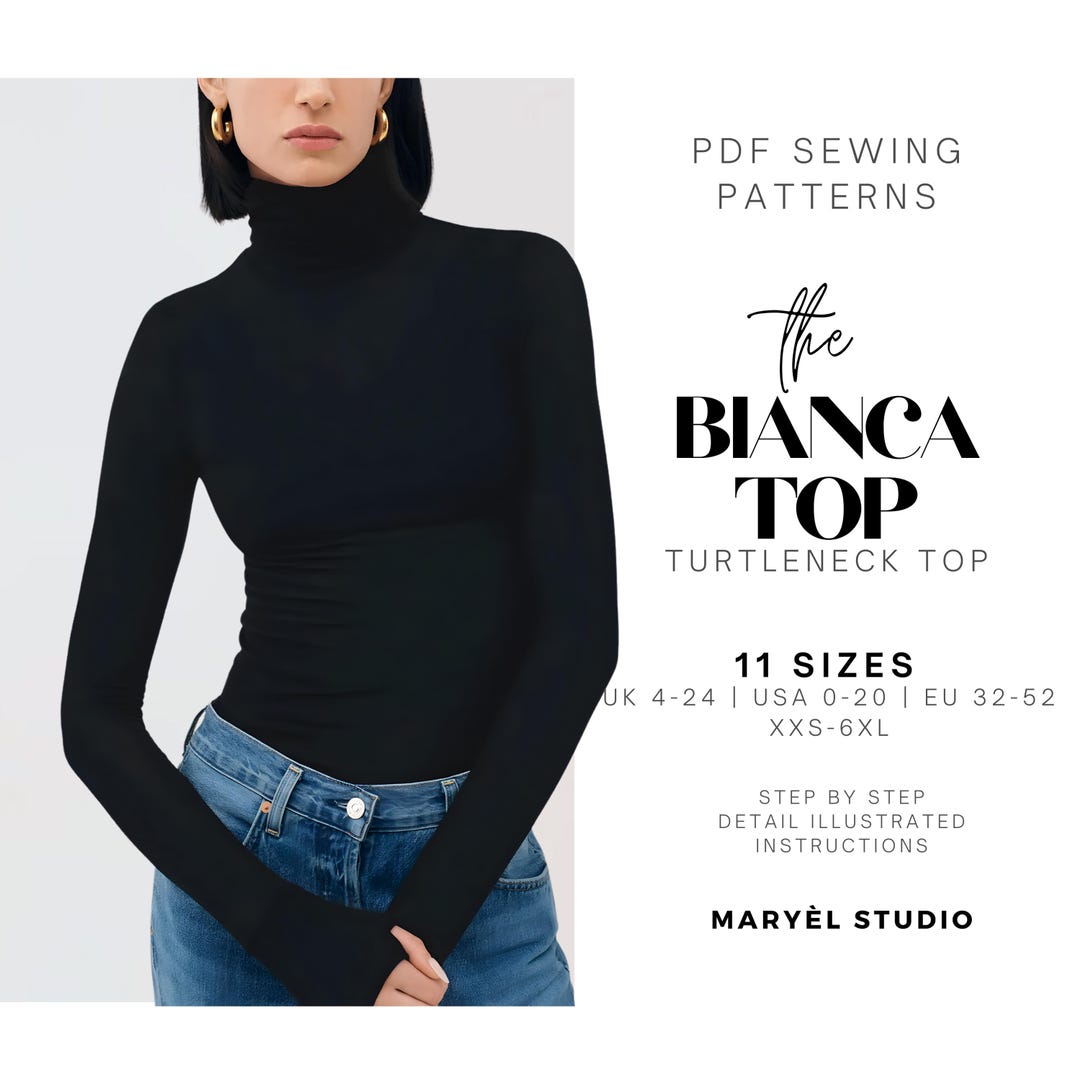 Turtleneck Top Sewing Pattern| Mock Neck Top Pattern| Stretch Top ...