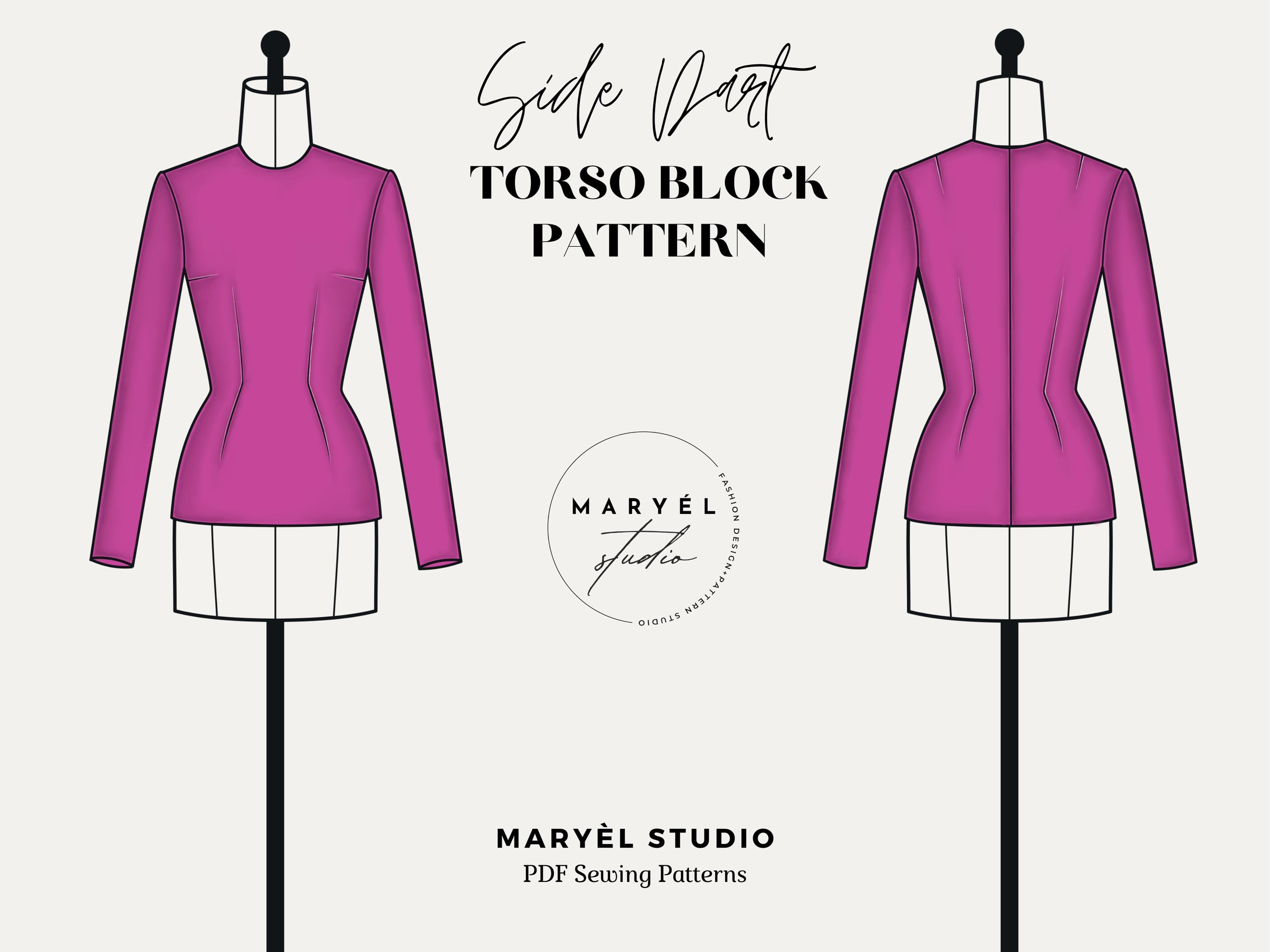 Basic Bodice Sewing Pattern Bust Dart Bodice Patternbasic Torso Block ...