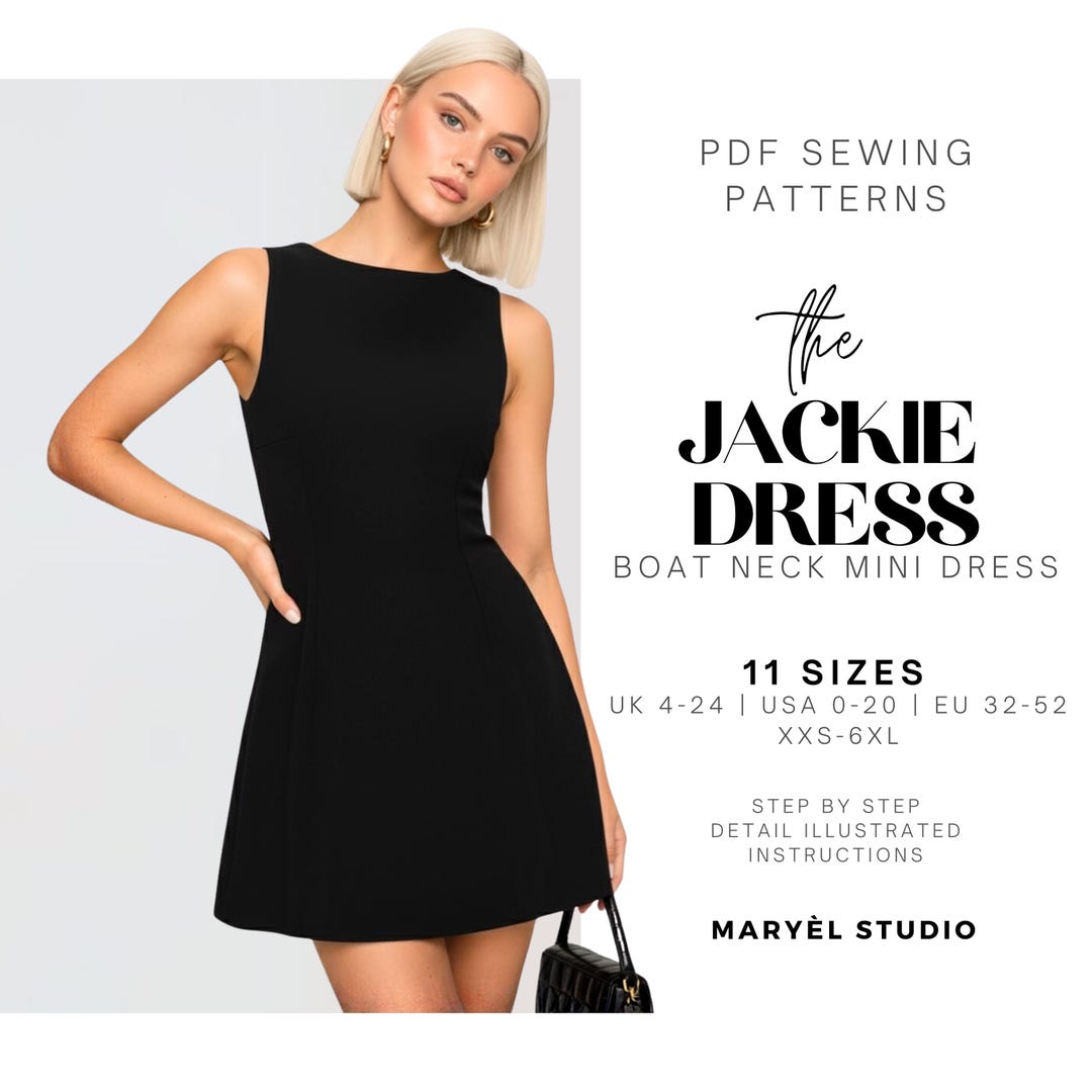 A-line Mini Dress Sewing Pattern PDF • Boat Neck • Beginner Friendly ...