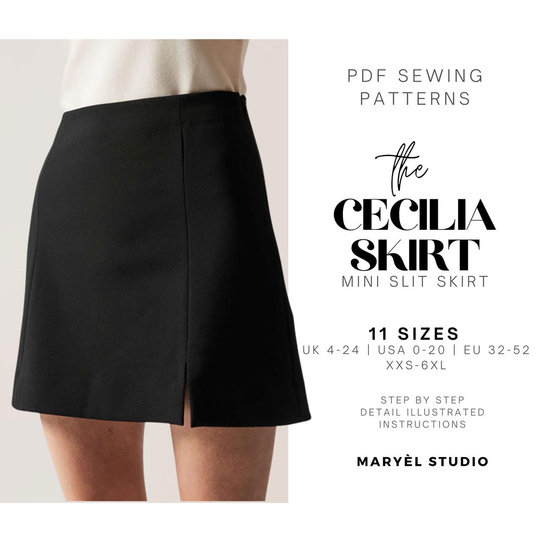 A-line Mini Skirt Sewing Pattern| Mini Skirt Pattern With Slit| High ...