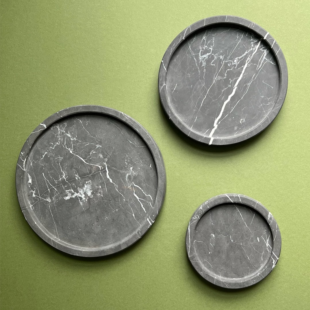 Set of Black Marble Plates - Etsy