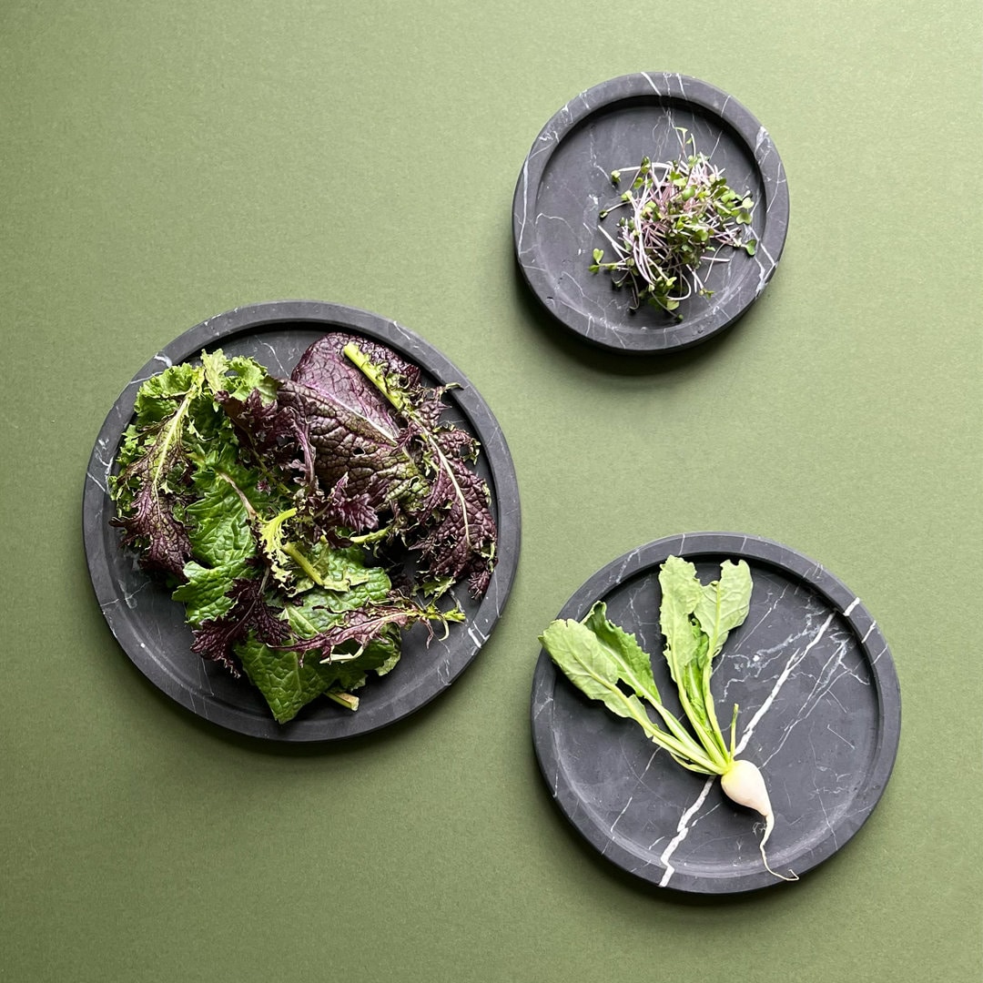 Set of Black Marble Plates - Etsy