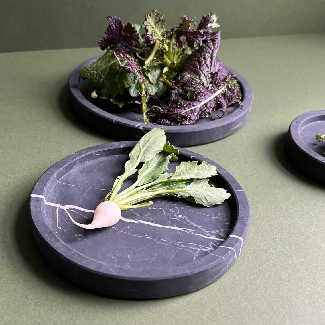 Set of Black Marble Plates - Etsy