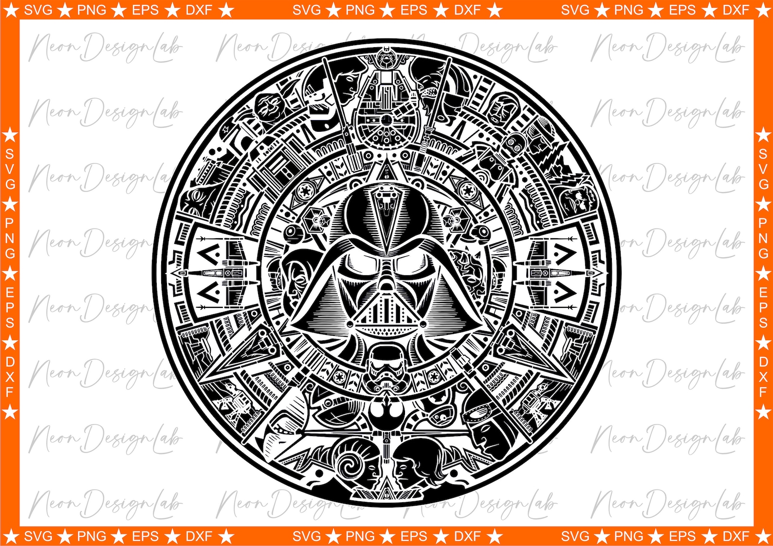 Instant Download... Aztec Calender - Vector - Darth Vader - Star Wars ...