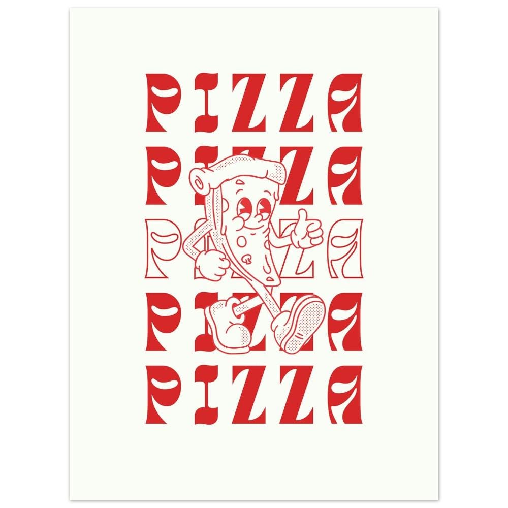 Retro Pizza Poster - Etsy