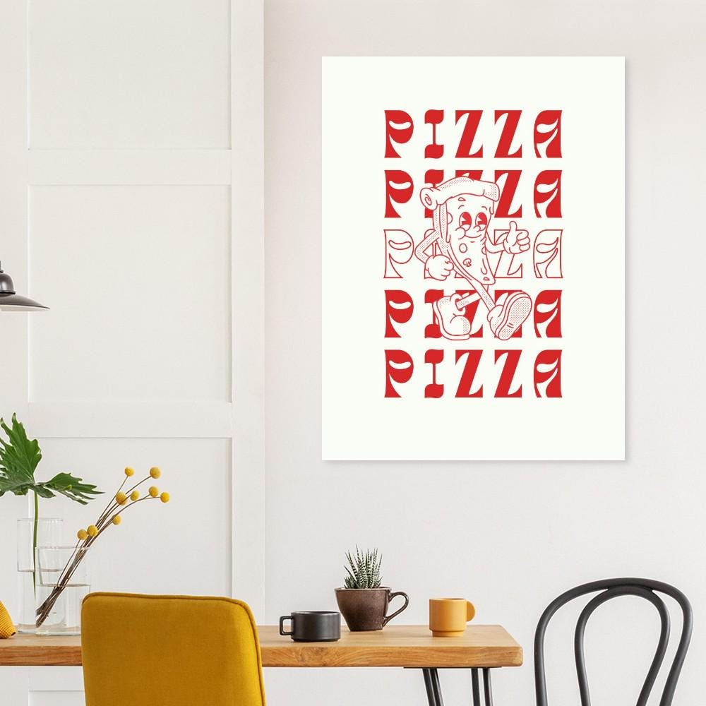 Retro Pizza Poster - Etsy