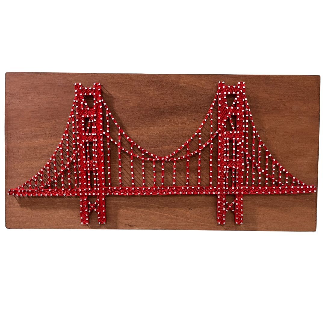 24x12 Golden Gate Bridge String Art San Francisco Nail and Thread Wall ...