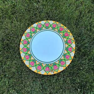 Stylish 24-inch Lippan Mirror Wall Art With Lotus Design - Etsy