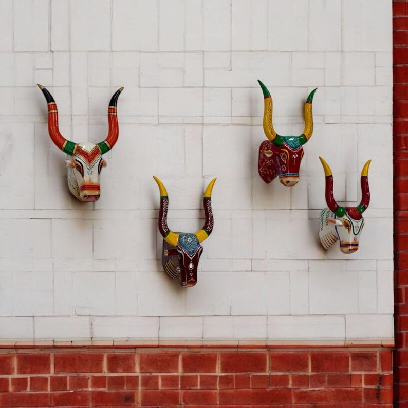 16-inch Bull Head Wall Art - Farmhouse Décor - Etsy