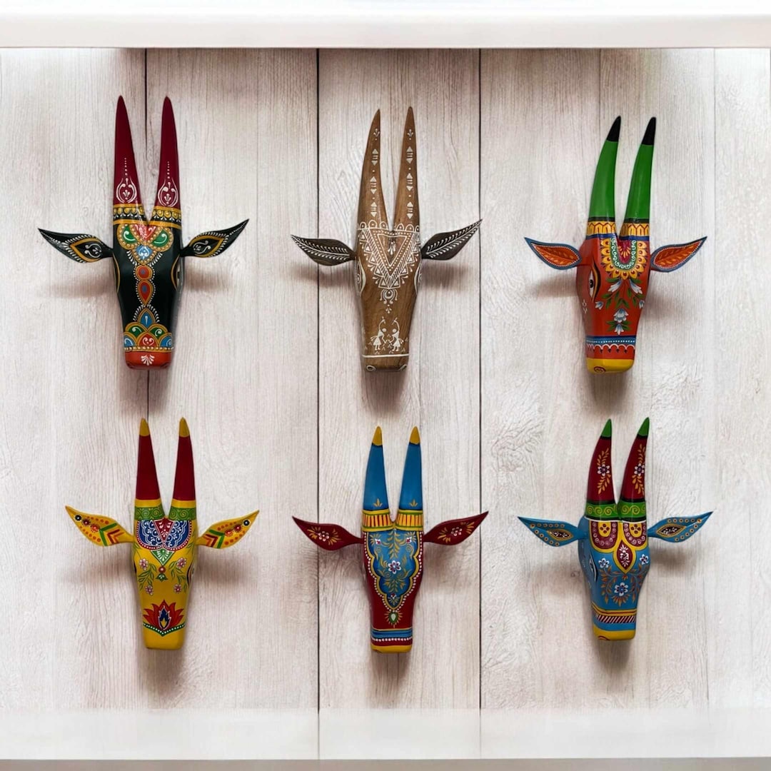 Handcrafted Wooden Nandi Head | Indian Cow Face | Ethnic Wall Decor - Etsy