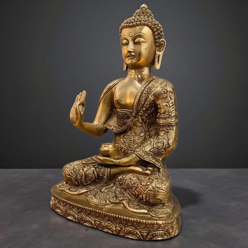 Brass Metal Buddha Statue - Etsy