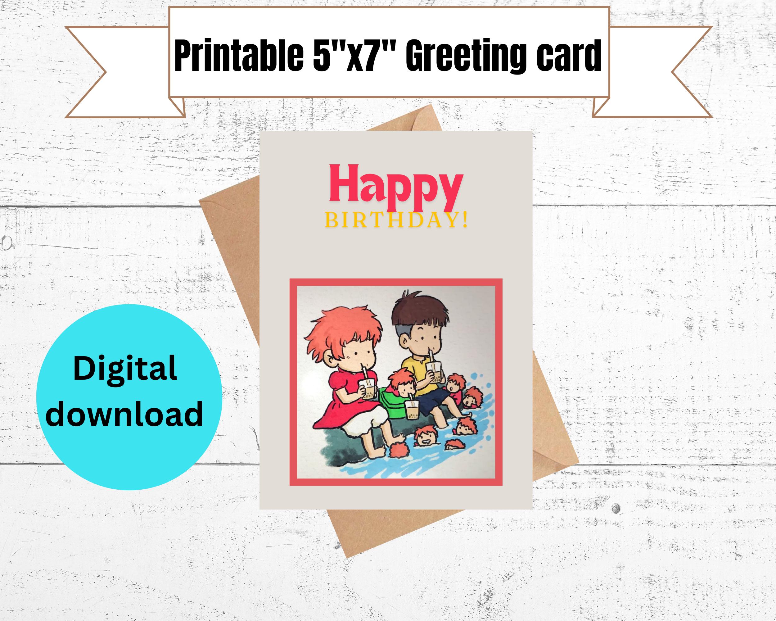 Ponyo Printable Happy Birthday Card. - Etsy
