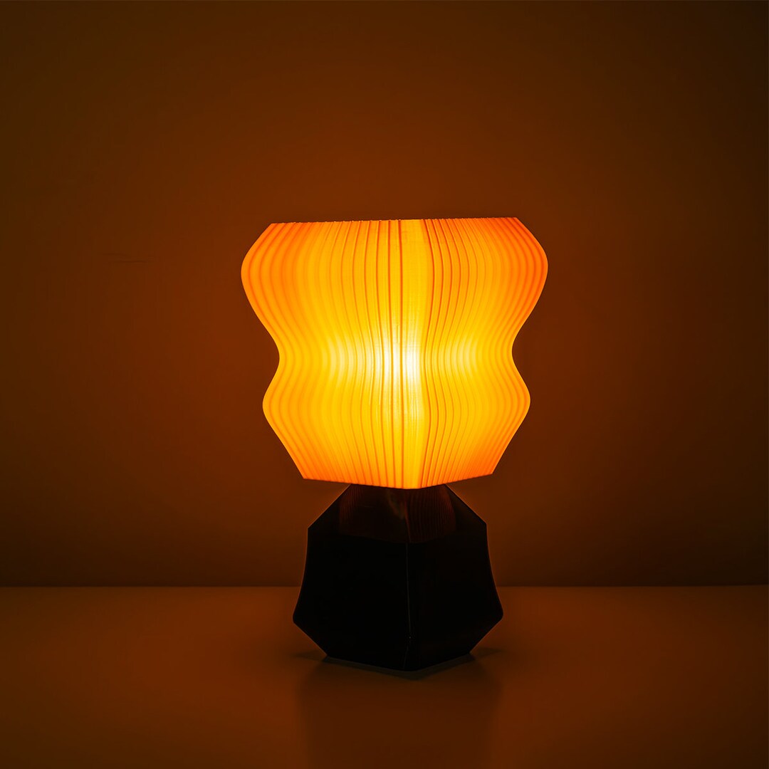 Modern 3D Printed Table Lamp, Sculptural Bedside Light, Living Room ...