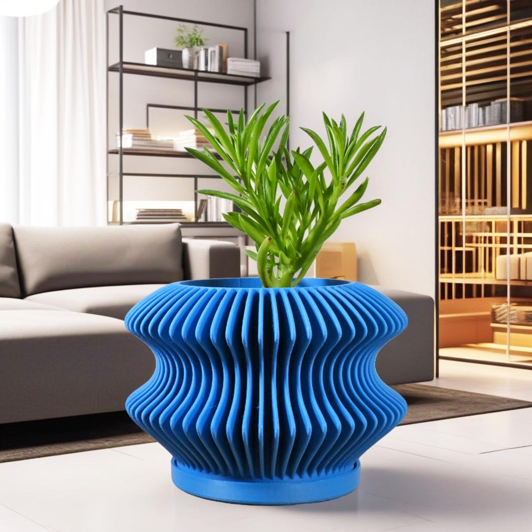 Modern 3D Printed Plant Pot With Drainage | Unique Indoor Planter ...
