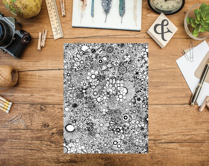 Printable Mandala Zentangle DIGITAL Coloring Page - Doodle Print Art ...